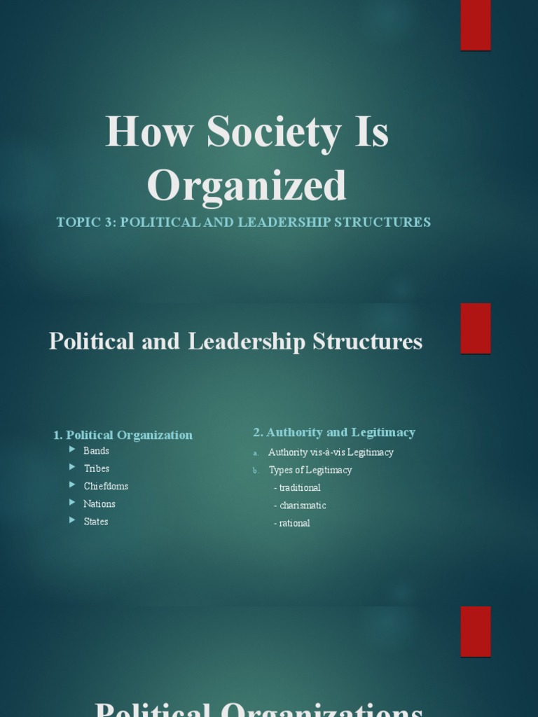 How Society Is Organized: Topic 3: Political and Leadership Structures ...