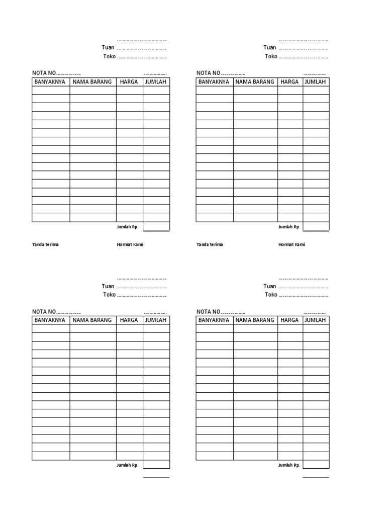 Form Nota Bon X Izin | PDF