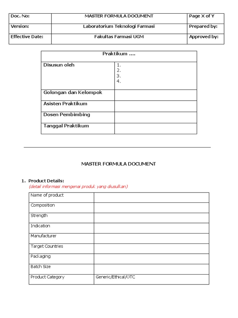 Master Formula New Update | PDF | Pharmaceutical Formulation | Tablet ...