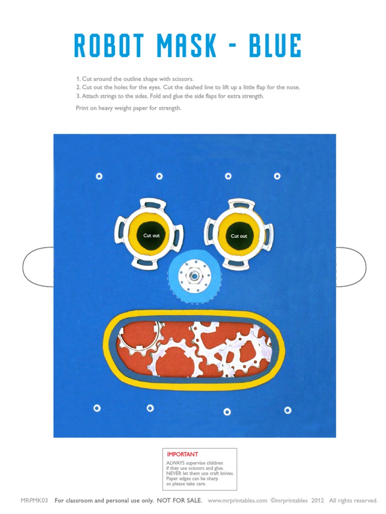 Mrprintables Printable Mask Robot Blue LTR | PDF