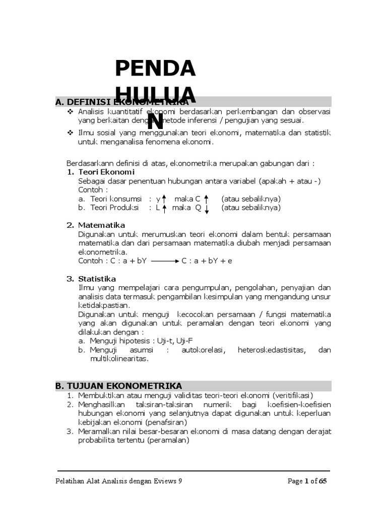 Modul Pelatihan Eviews Pane | PDF