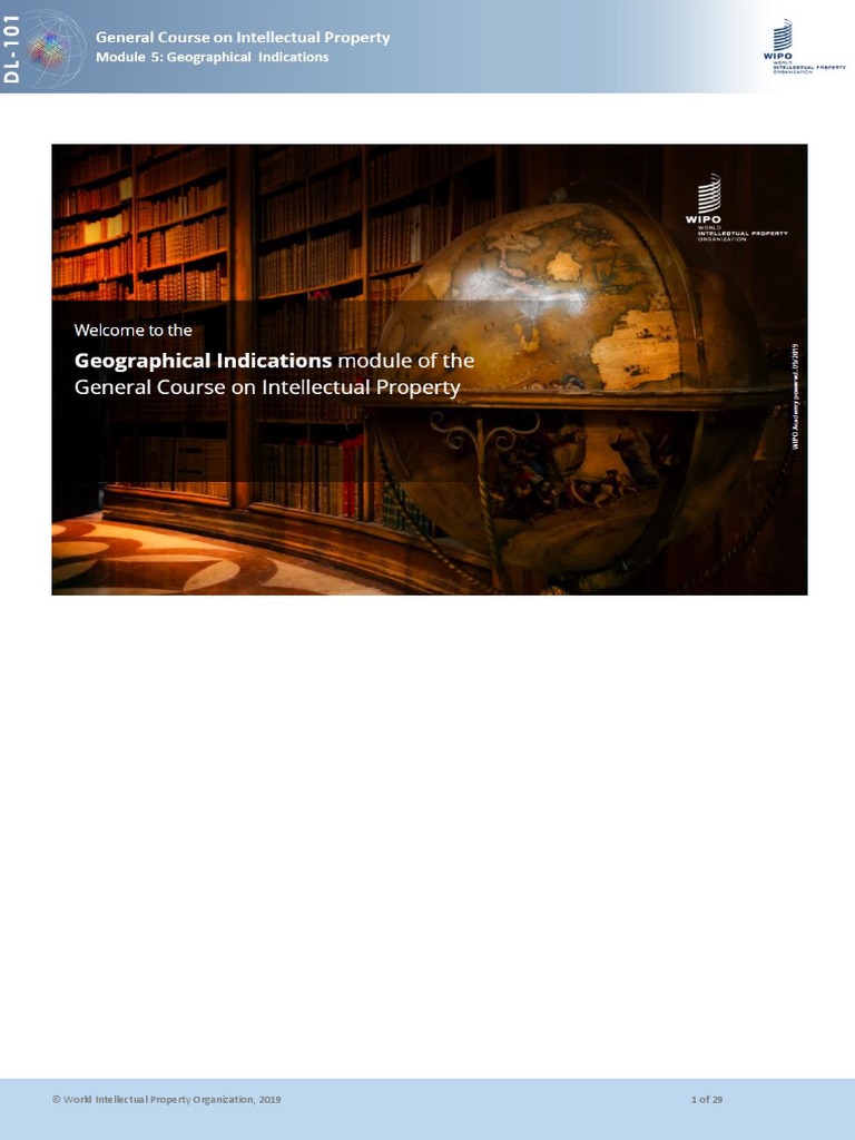 DL101 Module5 Geographical Indications | PDF | Intellectual Property | Trademark