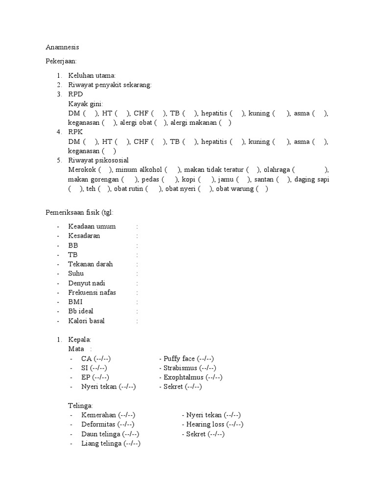 Anamnesis Lengkap | PDF