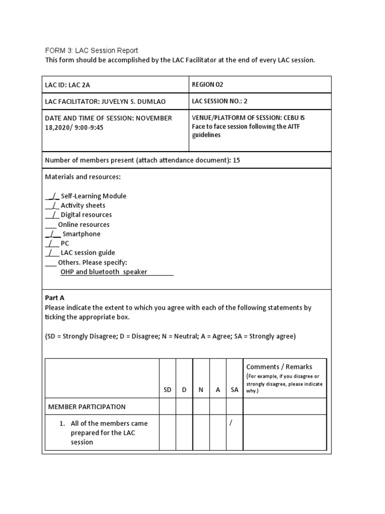 FORM 3 - LAC Session Report-DUMLAO | PDF | Human Nature | Communication