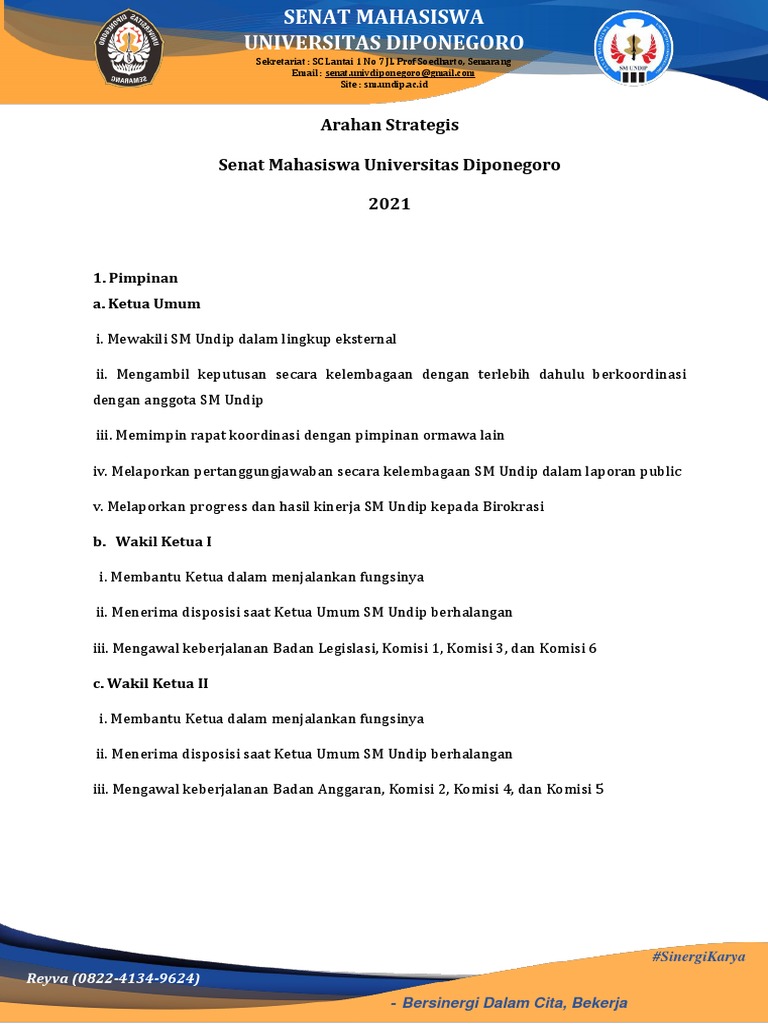 Arahan Strategis SM Undip 2021 | PDF