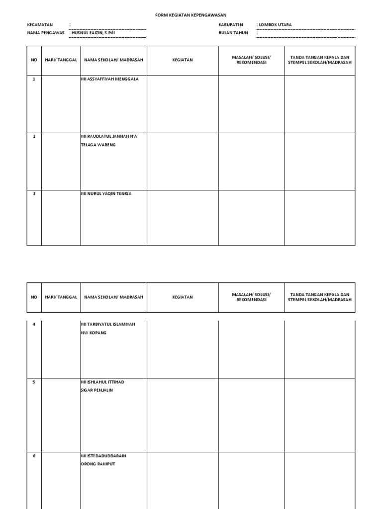 Format Kunjungan | PDF