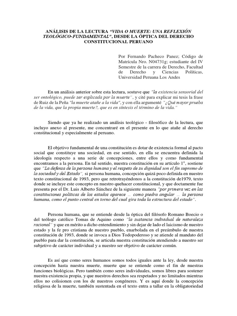 Análisis de La Lectura Vida o Muerte | PDF | Existencia | Filosofía