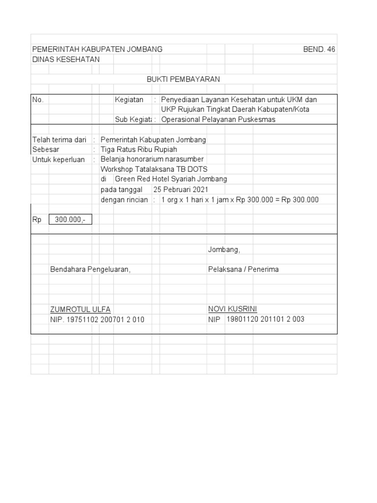 Payment Documentation for a Health Workshop | PDF