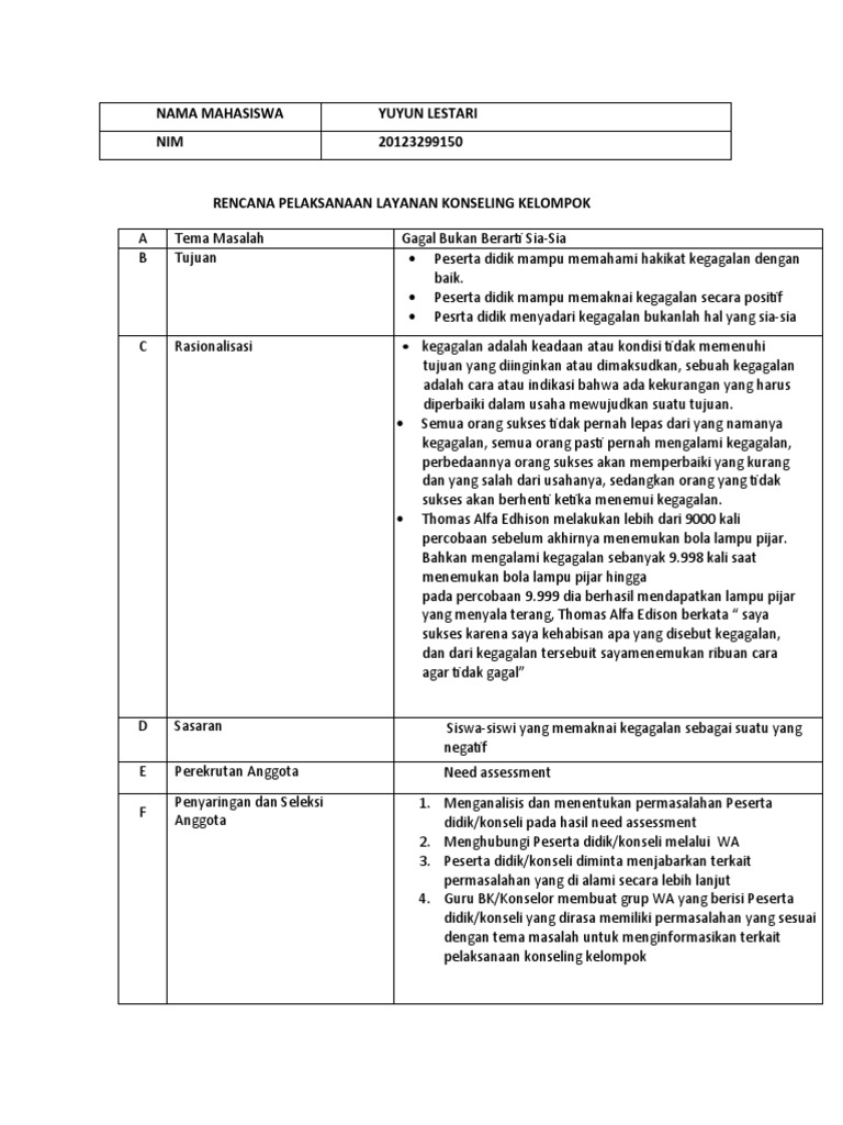LK. 3.d.4 RPL Konseling Kelompok | PDF | Karier & Perkembangan