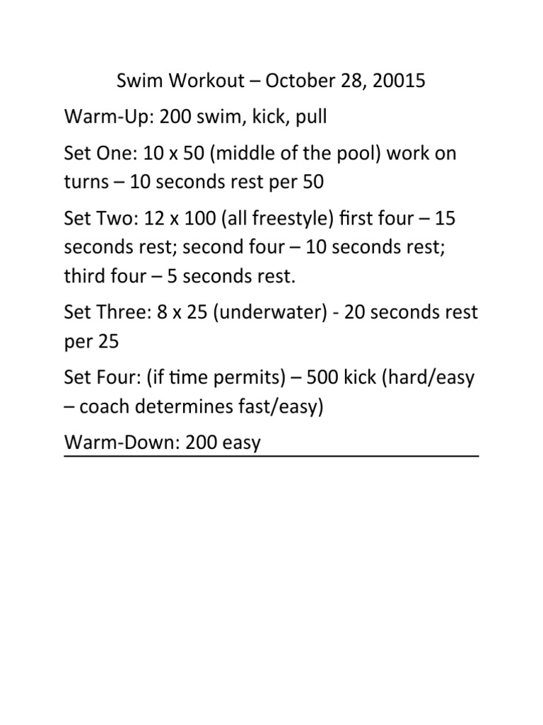 Swim Workou1 | PDF | Teaching Methods & Materials