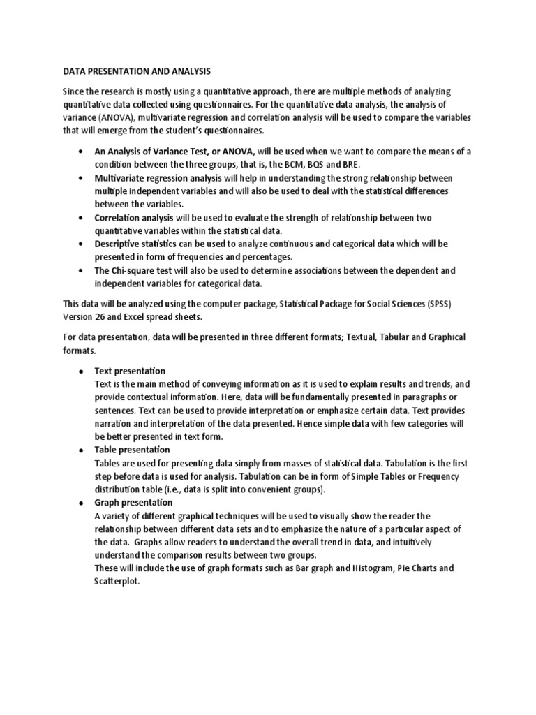 Data Presentation and Analysis | PDF | Analysis Of Variance | Statistics