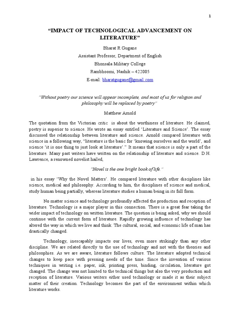 Impact of Technology on Literature | PDF | Translations | Writers