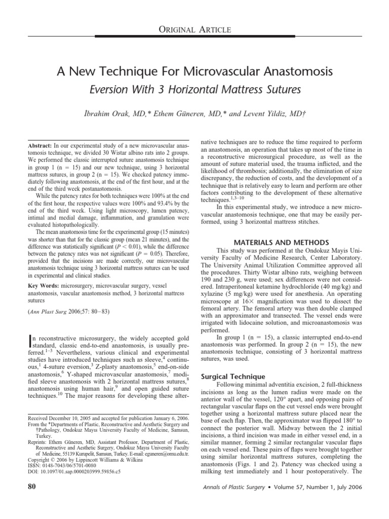A New Technique For Microvascular Anastomosis Eversion With 3 ...
