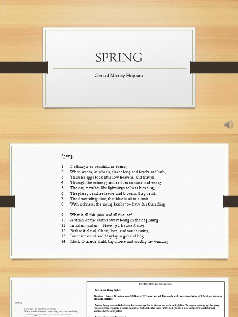 Spring: Gerard Manley Hopkins | PDF | Poetry | Religion And Belief