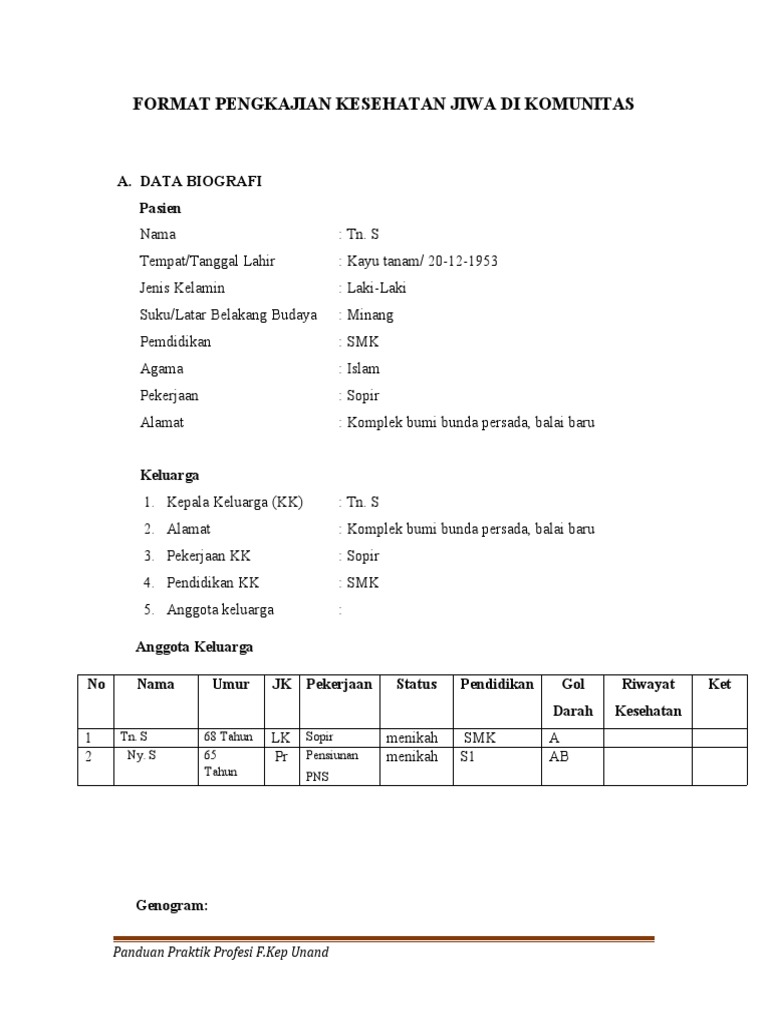 FORMAT PENGKAJIAN JIWA KOMUNITAS Ok | PDF | Pengembangan Diri | Kesehatan Holistik