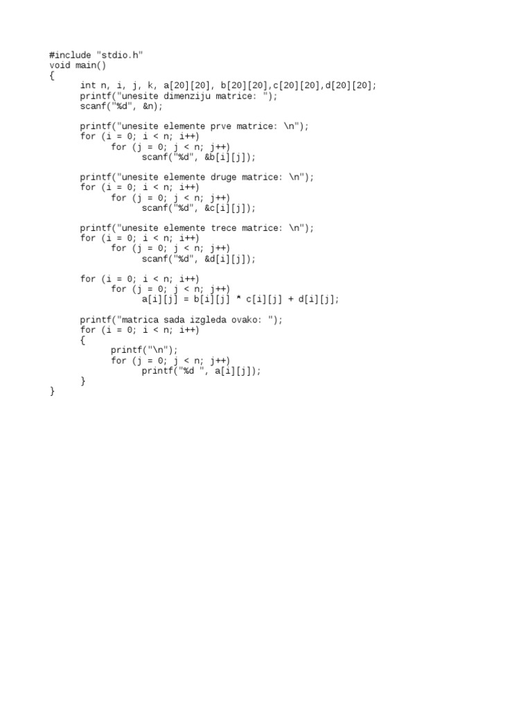C program matrix multiplication | PDF