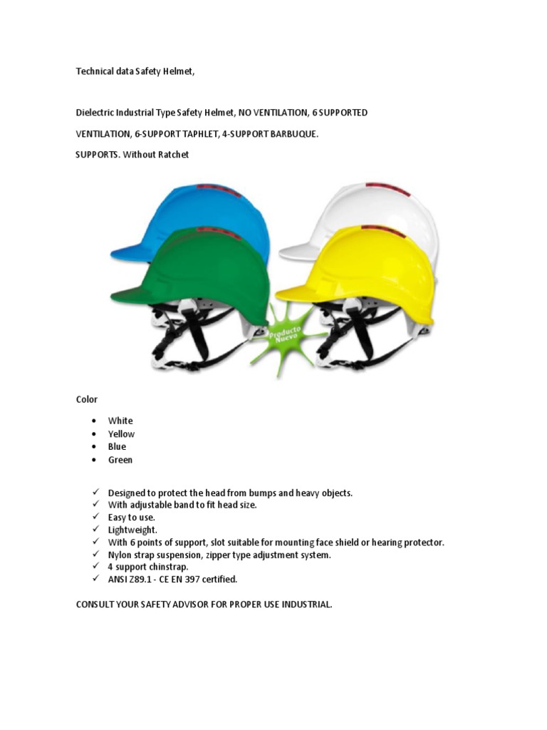 Dielectric Industrial Safety Helmet Specs | PDF