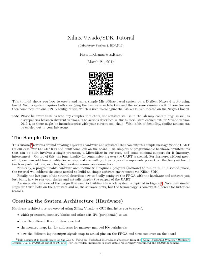 Microblaze Vivado Tutorial | PDF | Field Programmable Gate Array | Input/Output