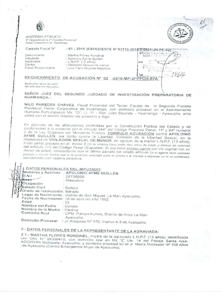 Ejemplo De Acusación Fiscal Pdf
