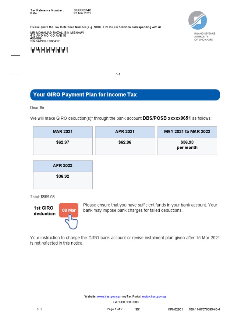 GIRO Payment Plan Details 2021 | PDF | Taxes | Economies