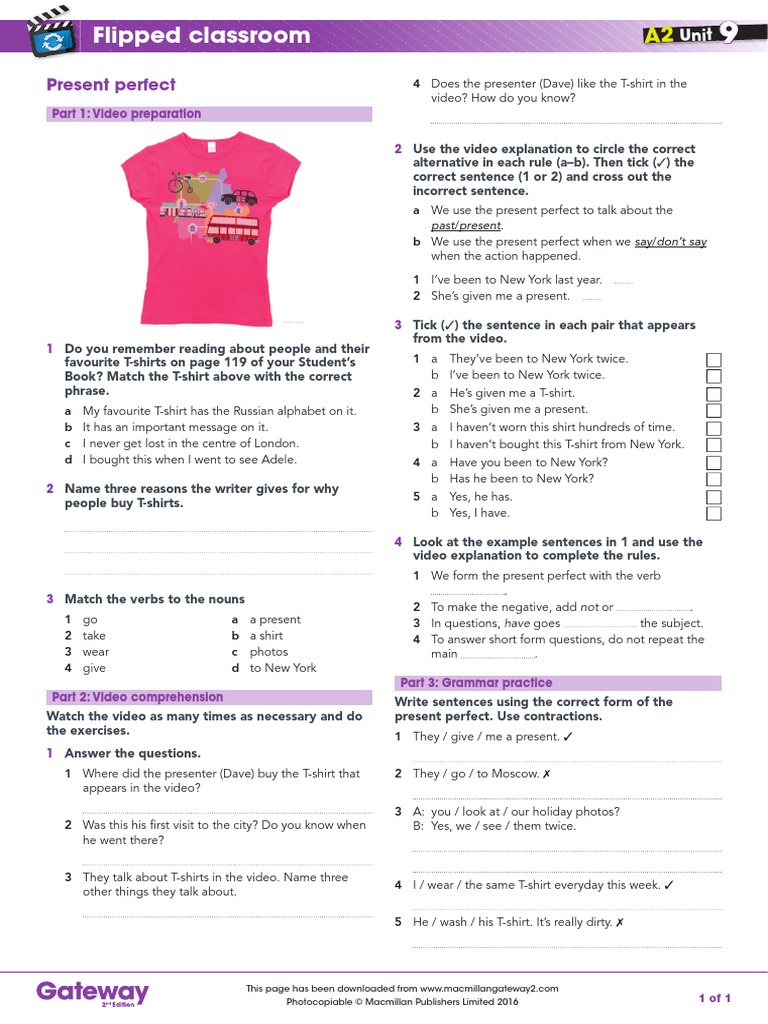 A2 UNIT 9 Flipped Classroom Video Worksheet | PDF | Languages ...