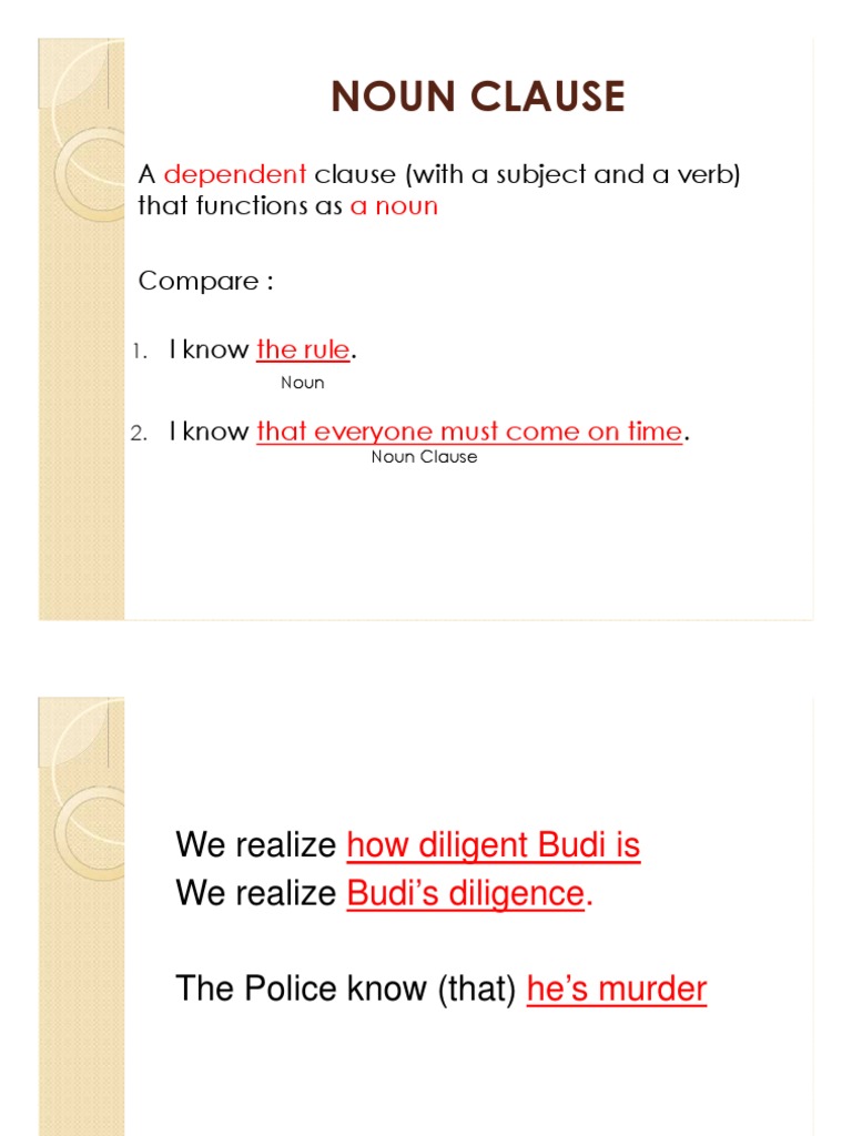 Noun Clause | PDF | Object (Grammar) | Clause