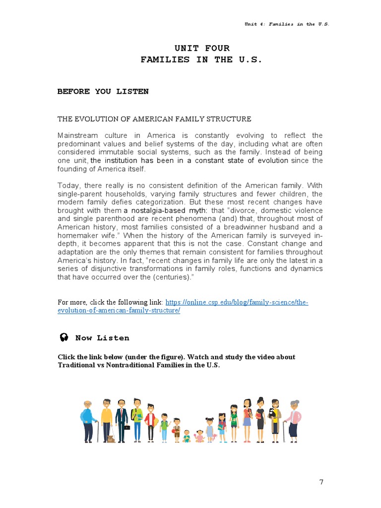 Unit Four Families in The U.S.: Before You Listen | PDF