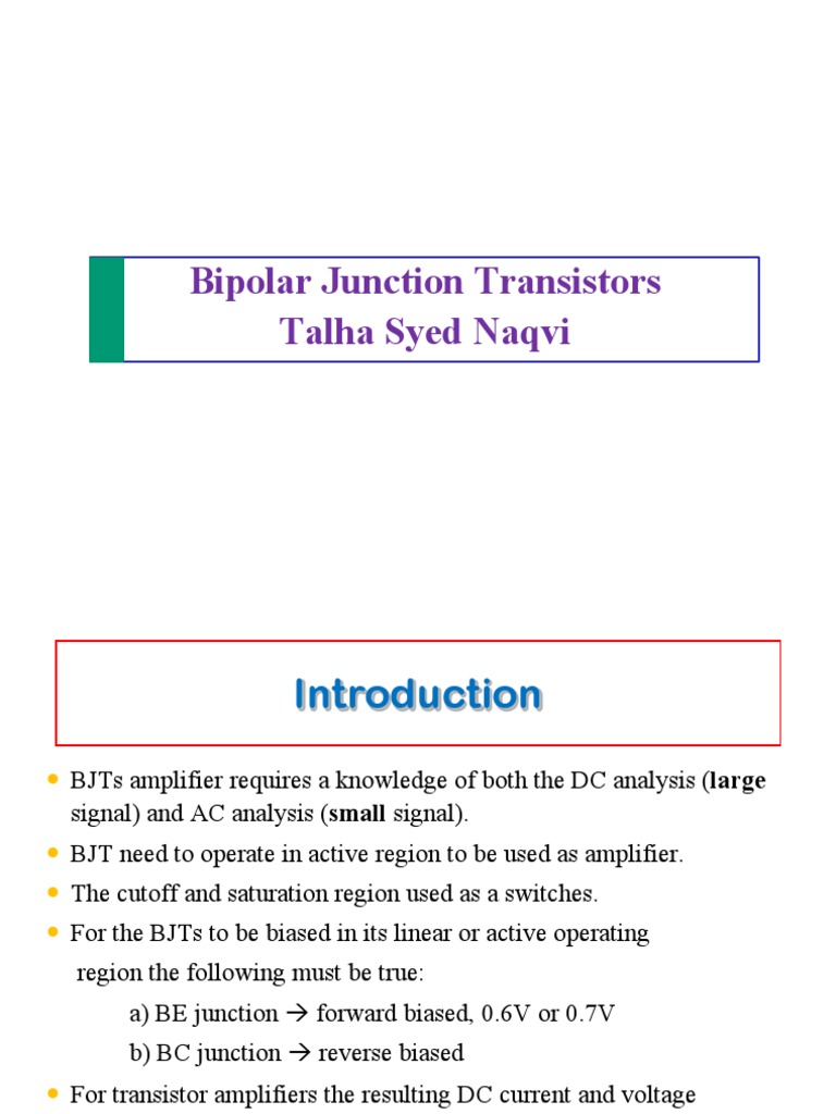 Bipolar Junction Transistors Talha Syed Naqvi | PDF | Bipolar Junction ...