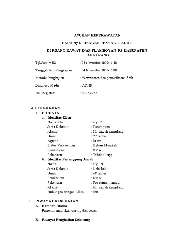 Askep Adhf | PDF | Kesehatan Holistik | Sains & Matematika