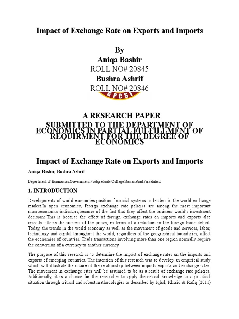 Impact of Exchange Rate On Exports and Imports | PDF | Exchange Rate ...