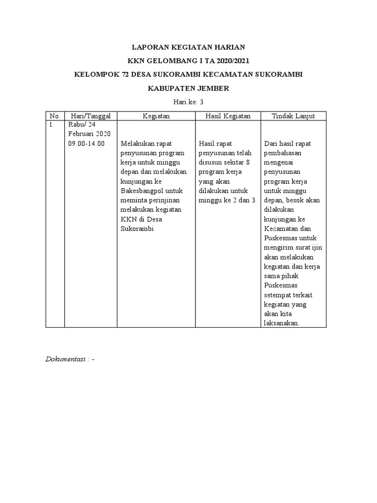 Rapat Program Kerja KKN Sukorambi | PDF