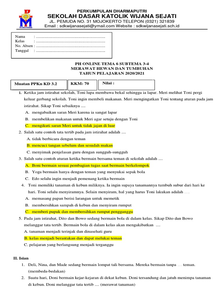SOAL PH T6 ST3-4 Full | PDF