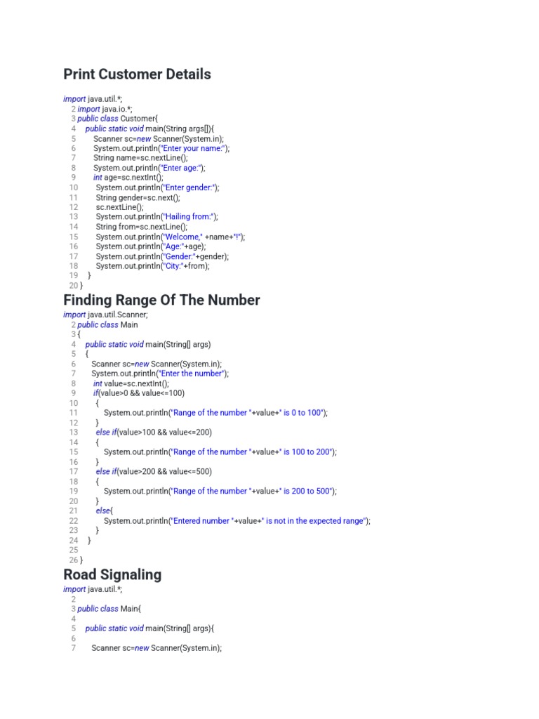 Print Customer Details: Import Import Public Class Public Static Void ...