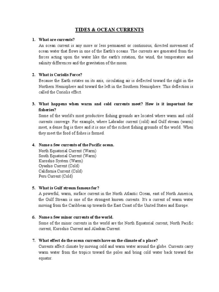 Tides & Ocean Currents | PDF | Tide | Sea