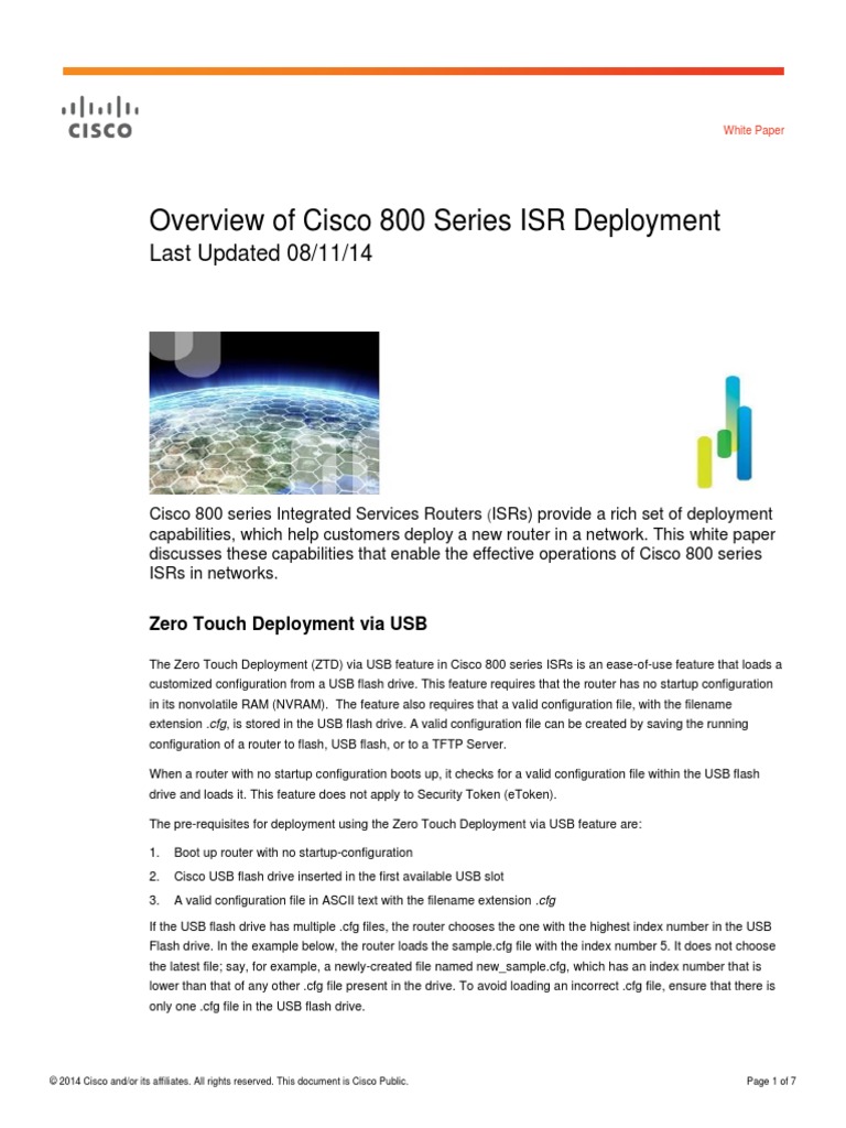 Overview of Cisco 800 Series ISR Deployment: Last Updated 08/11/14 ...