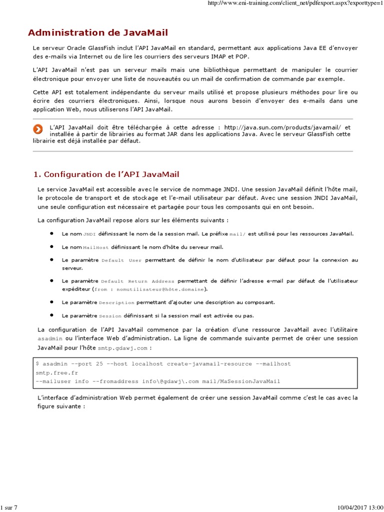 Administration de JavaMail | PDF | Java (Langage de programmation ...