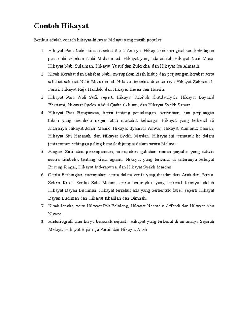 Contoh Hikayat | PDF | Sejarah | Klasik