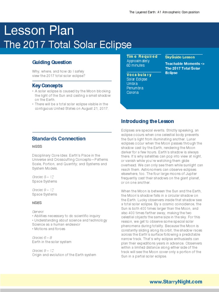 Eclipse Viewing Guide for Students | PDF | Solar Eclipse | Moon