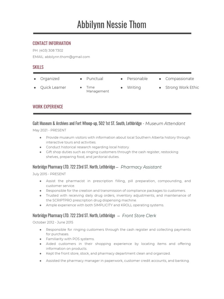 Abbilynn Thom Updated Resume | PDF | Pharmacy | Business