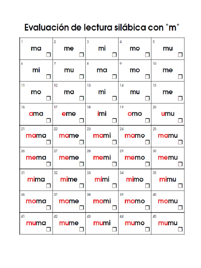 Lectura Silàbica Letra M | PDF