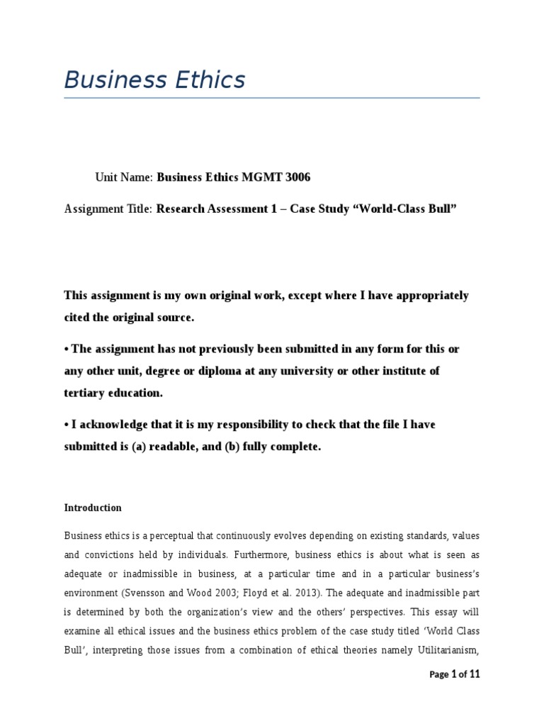 Business Ethics Case Study Analysis | PDF | Business Ethics | Virtue Ethics