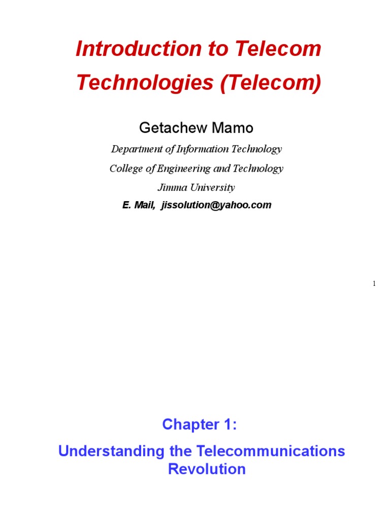 Introduction To Telecom Technologies (Telecom) : Getachew Mamo | PDF ...