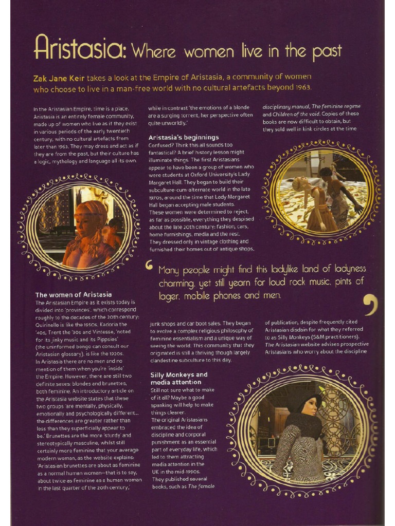 Aristasia: Where Women Live in The Past | PDF