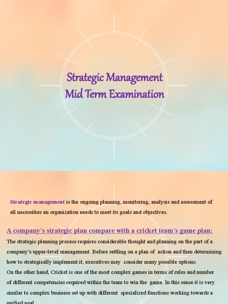 Mid Term PPT - 2018010000162 | PDF | Strategic Management | Strategic ...