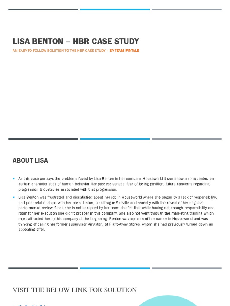 Lisa Benton HBR Case Study Solution PDF - IFinTale | PDF
