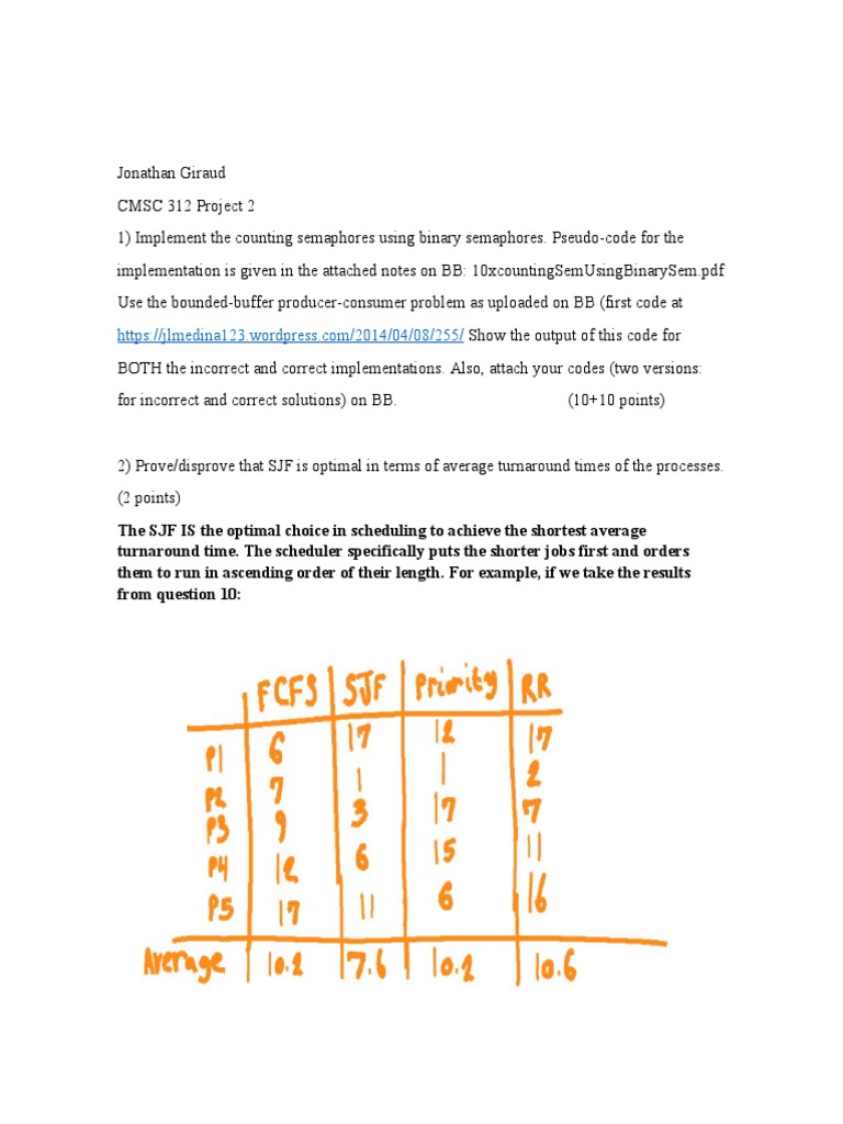 Cmsc 312 Project 2 Pdf Process Computing Scheduling Computing 