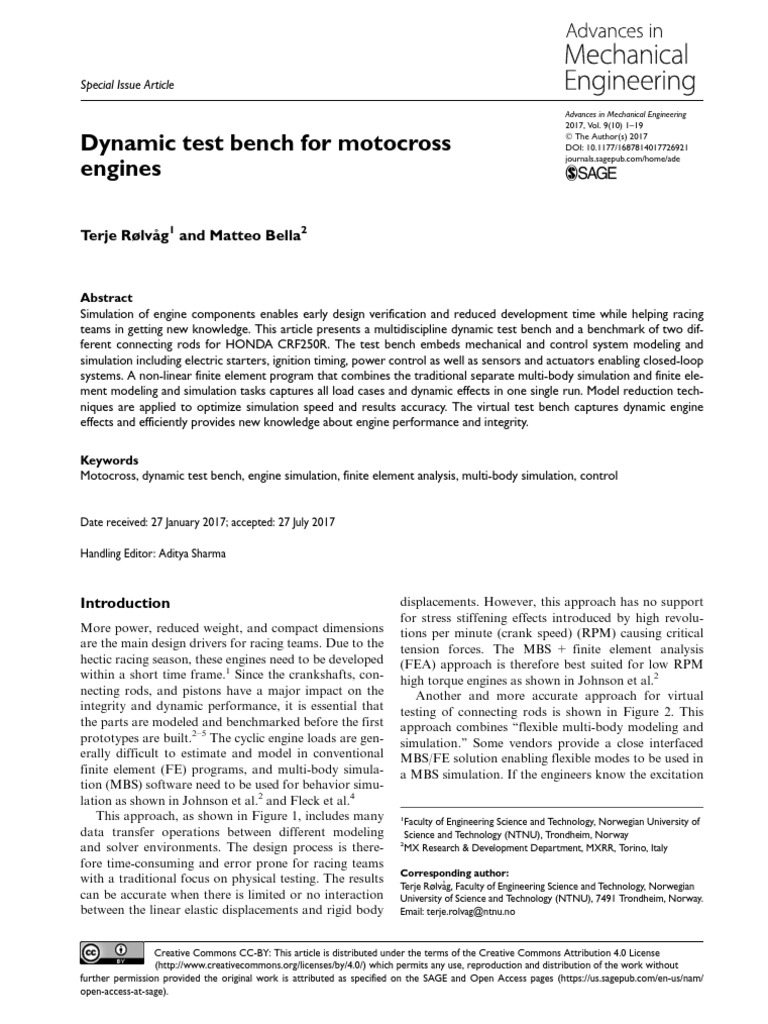Dynamic Test Bench For Motocross Engines: Terje Rølva G and Matteo ...