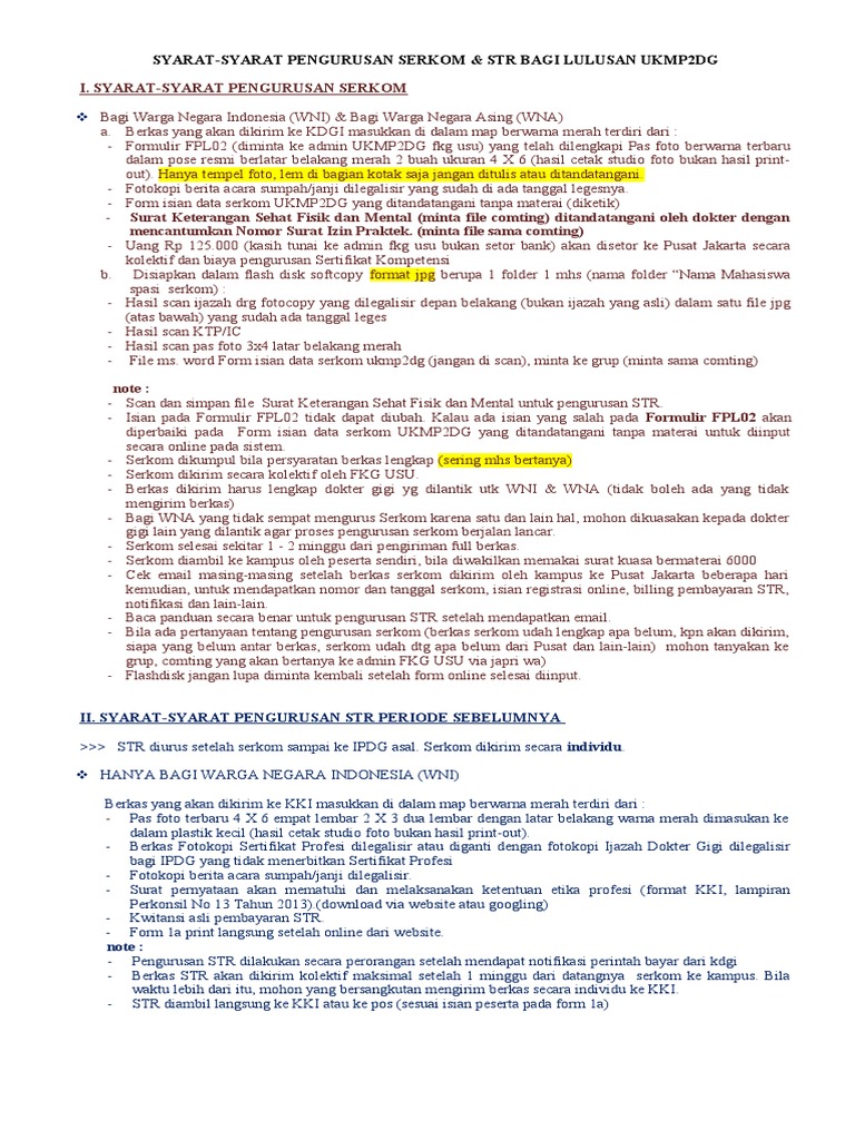 SYARAT Serkom STR FKG | PDF | Pengelolaan Keuangan & Uang