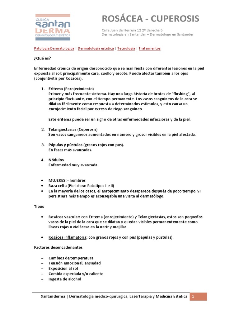 Ficha Rosacea Cuperosis | PDF | Dermatología | Condiciones cutáneas