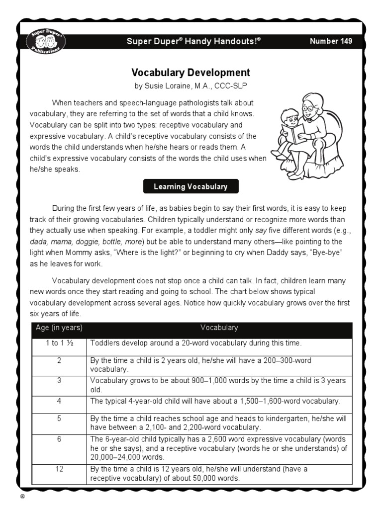 Vocabulary Development: Super Duper Handy Handouts! | PDF